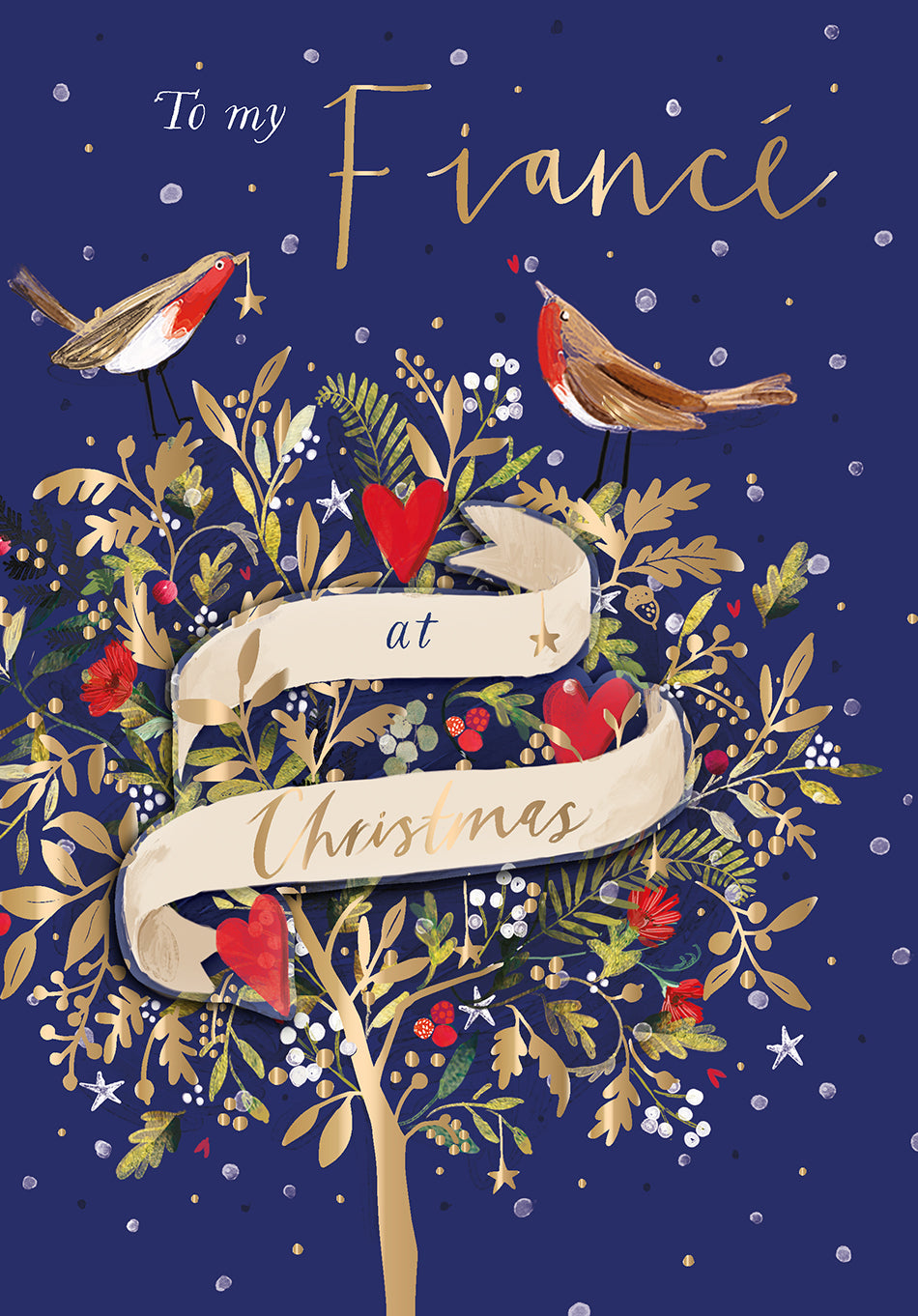 To My Fiance Embellished Festive Robin Christmas Card Love Kate s